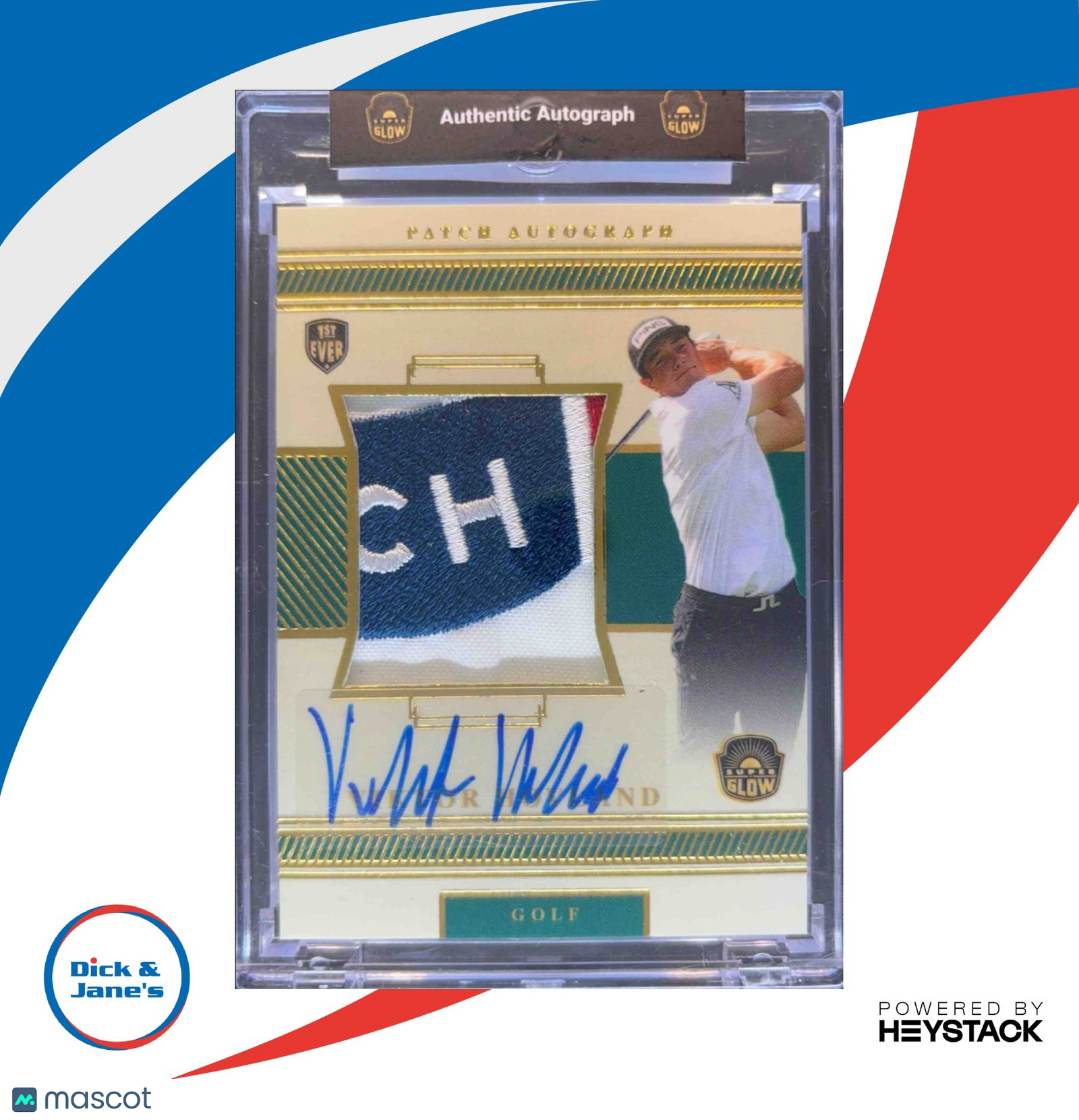 2022 Super Glow Patch Autographs #VH Viktor Hovland /45 1st Ever Card