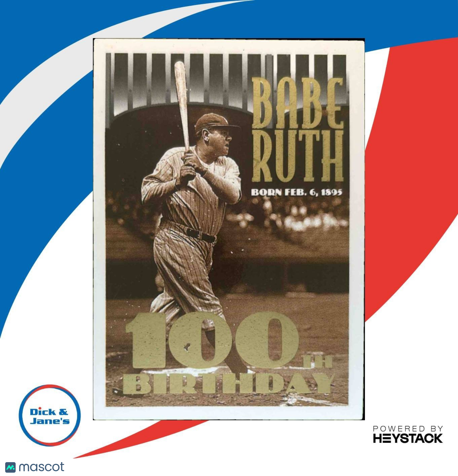 1995 Topps Babe Ruth #3a No Topps Logo On Front Error