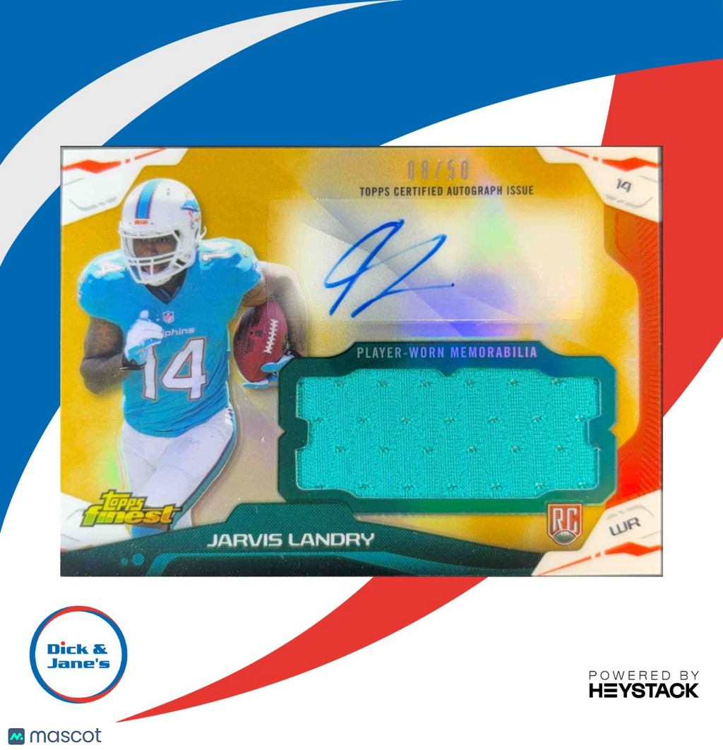 2014 Topps Finest Jarvis Landry Jumbo Jersey Auto Gold