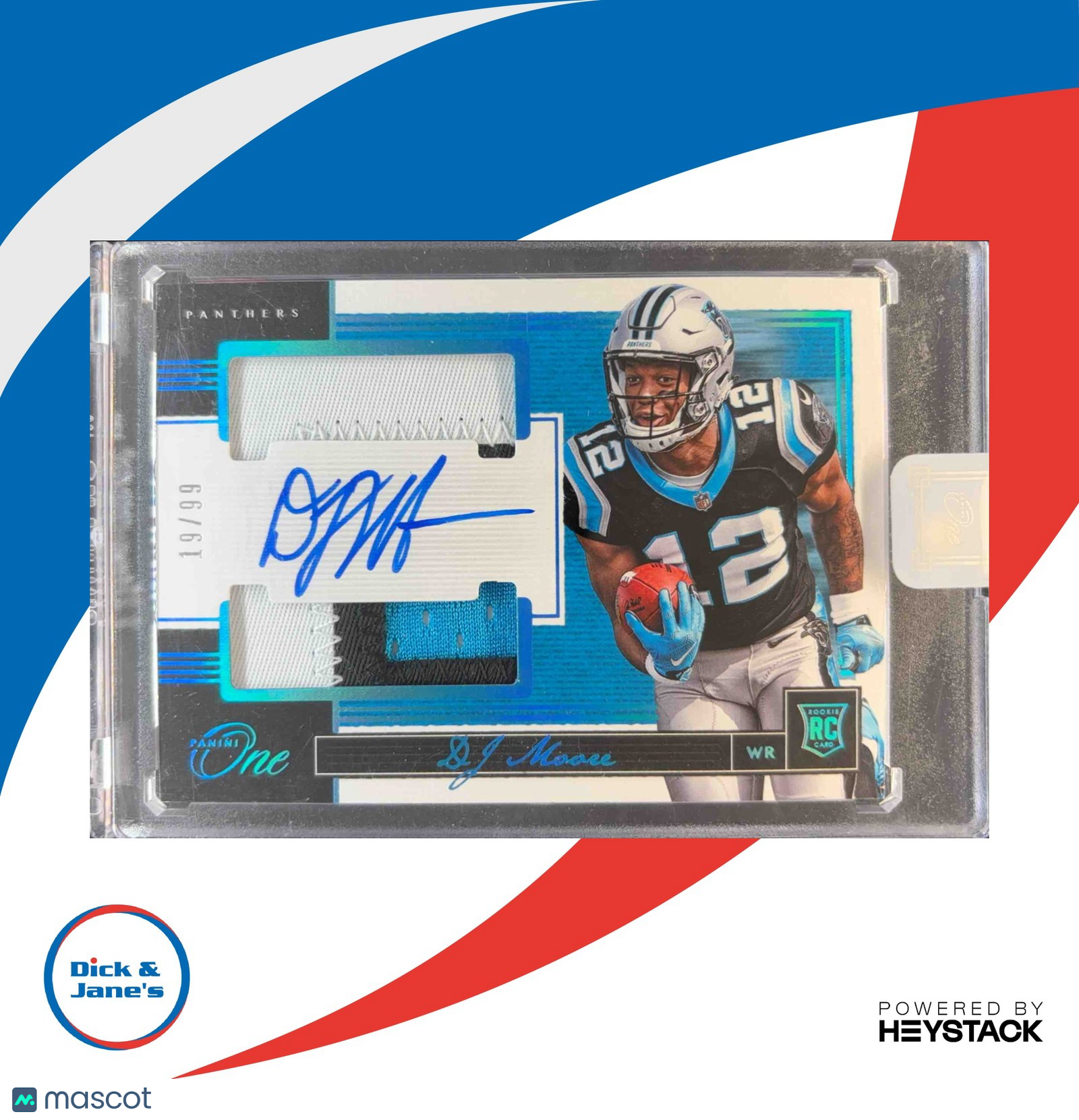 2018 Panini One DJ Moore Rookie Dual Patch Auto Blue