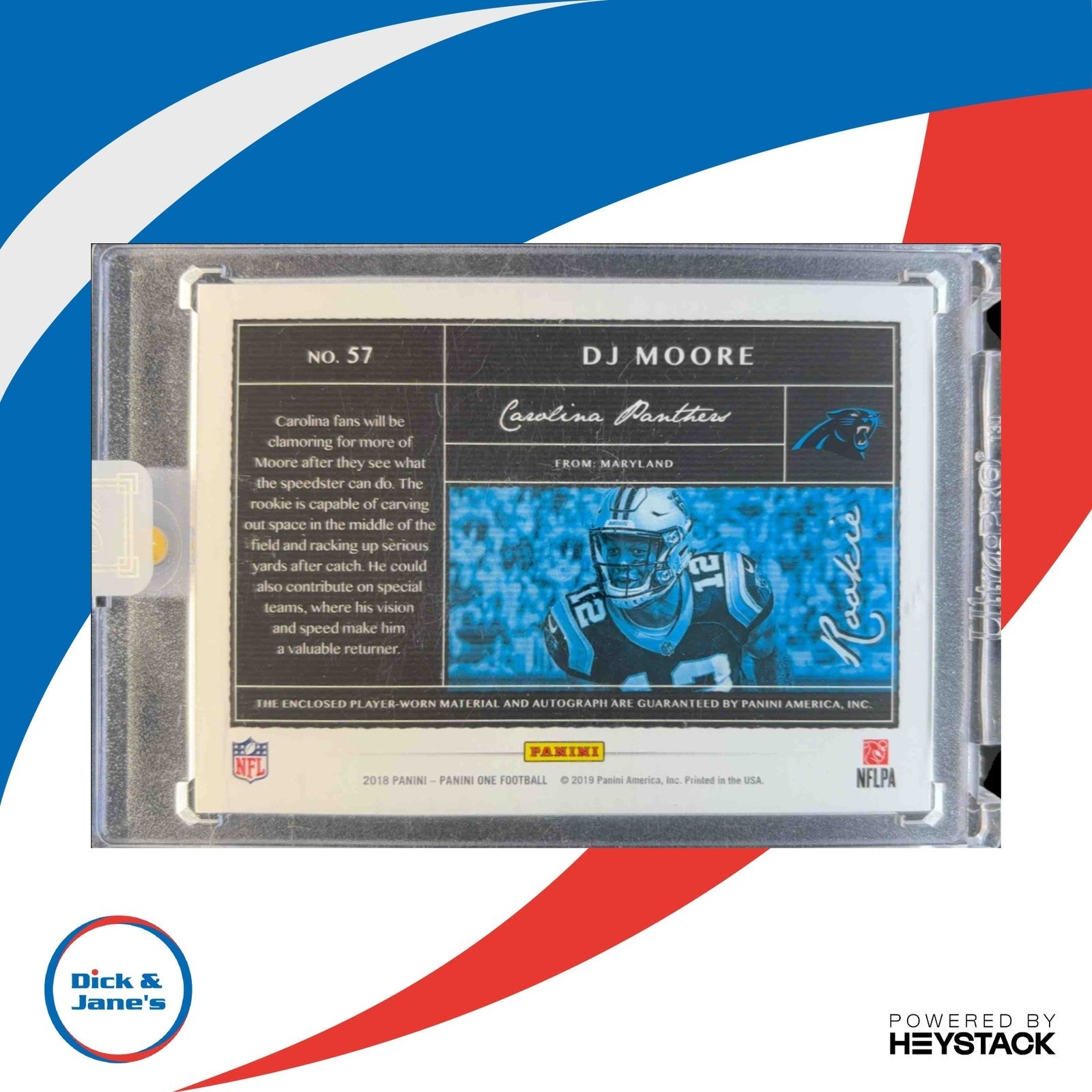 2018 Panini One DJ Moore Rookie Dual Patch Auto Blue