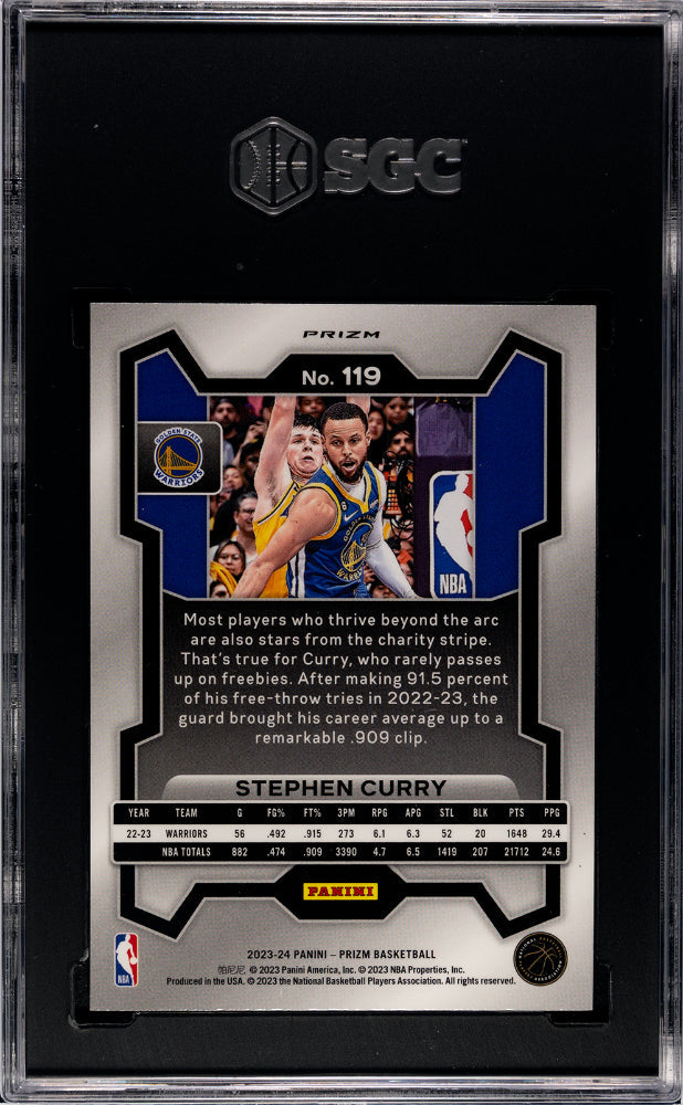 2023 Panini Prizm Stephen Curry Orange Ice #119 SGC