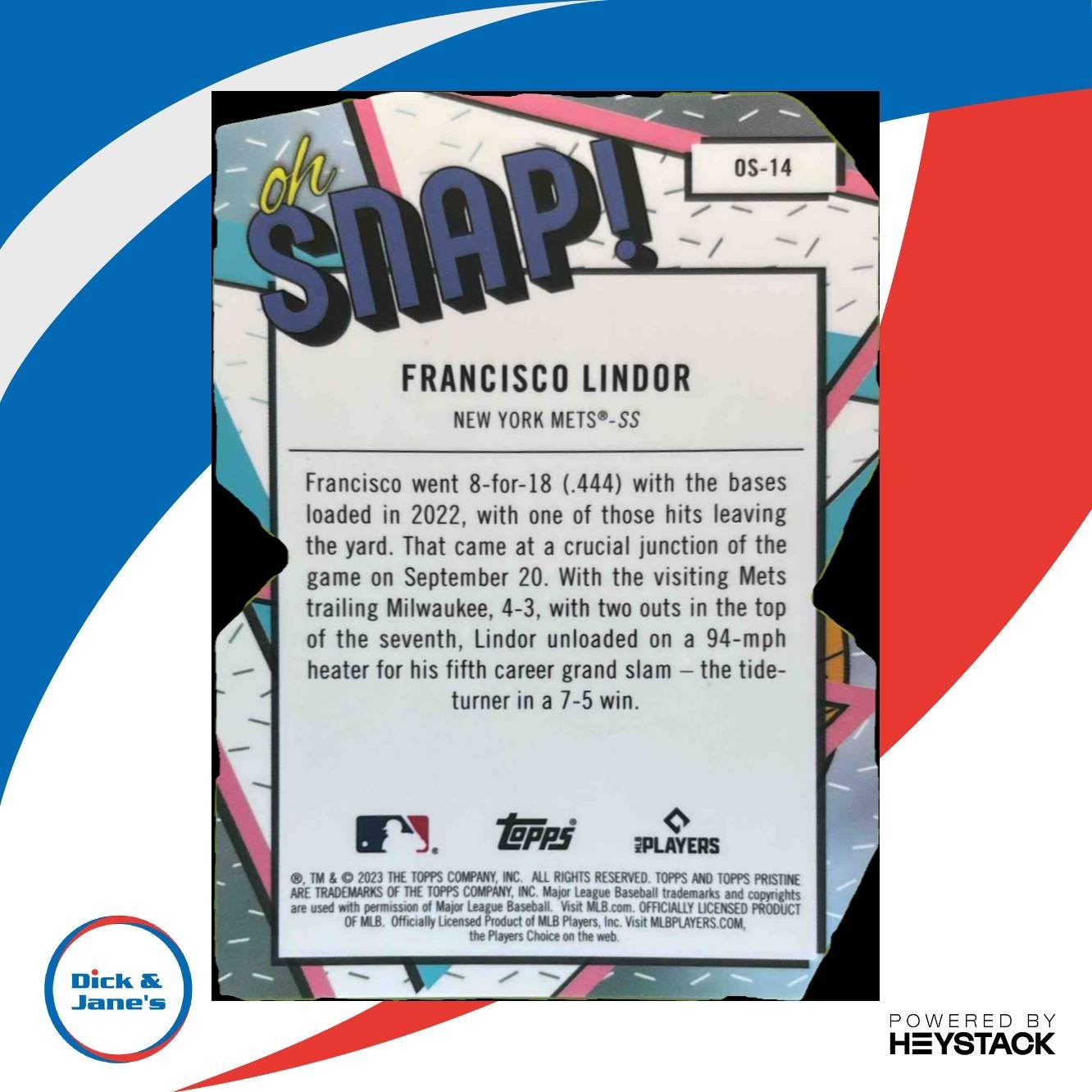 2023 Topps Pristine Francisco Lindor Oh Snap! #OS-14