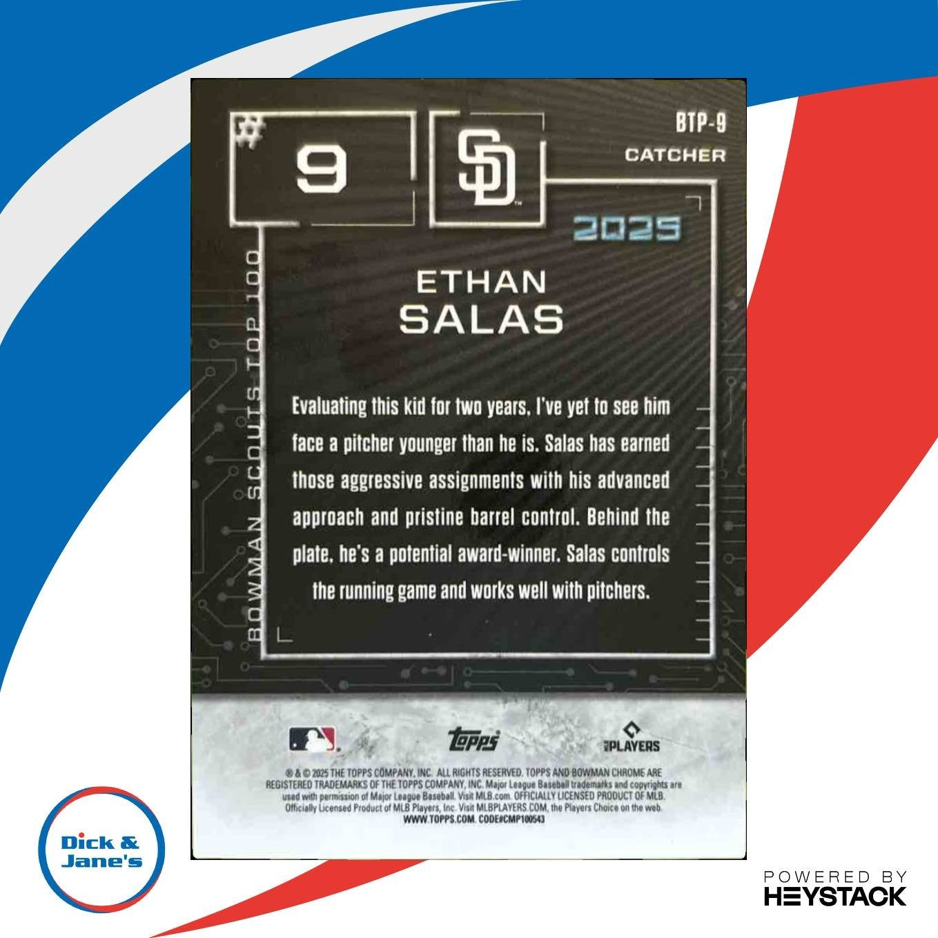 2025 Bowman Ethan Salas Scouts' Top 100 Chrome Red
