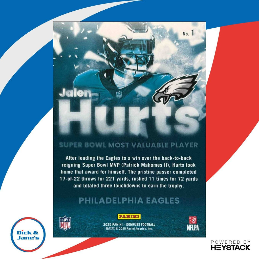 2025 Panini Donruss Jalen Hurts Super Bowl MVP #1 /100