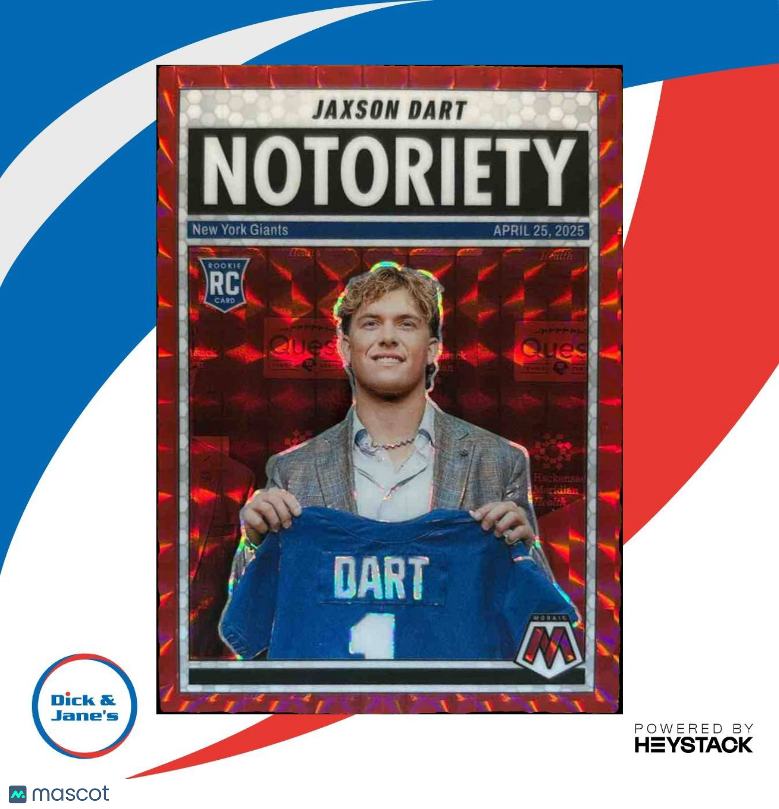 2025 Panini Mosaic Jaxson Dart Notoriety Red Prizm #11