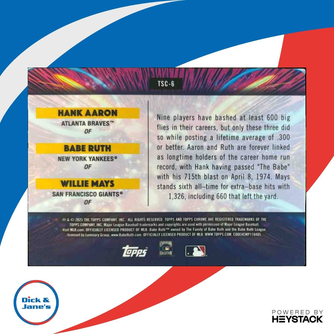 2025 Topps Cosmic Chrome Babe Ruth Willie Mays Hank