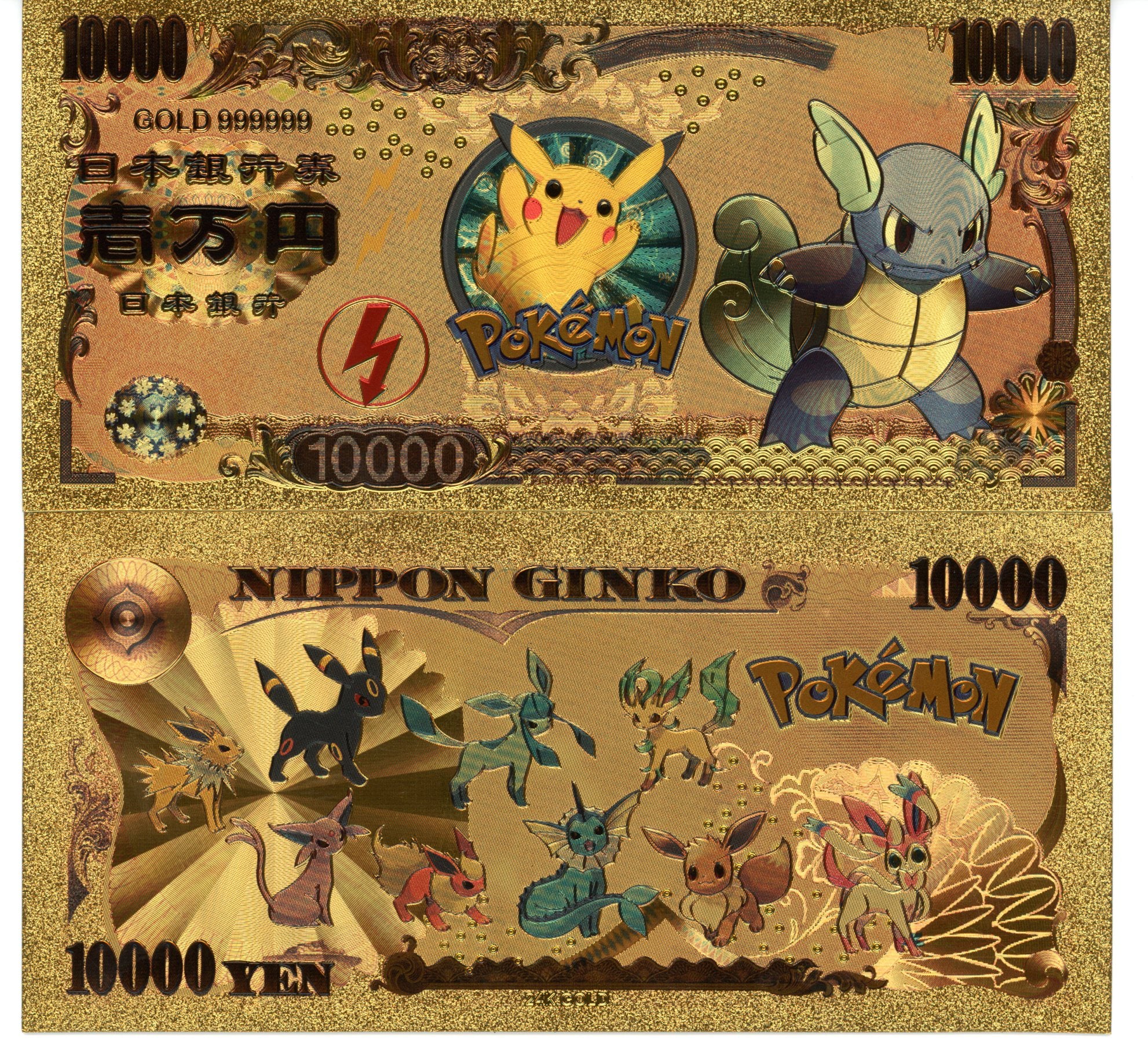 Pokemon Novelty Collectible Pokey Bucks Commemorative Banknote Gold Wa